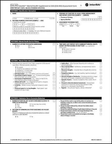 Community Health Assessment (CHA) – interRAI Print Catalog