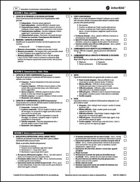 interRAI Assistenza Domiciliare (ADI), Edizione Italiana, 9.1.2 - Lice ...